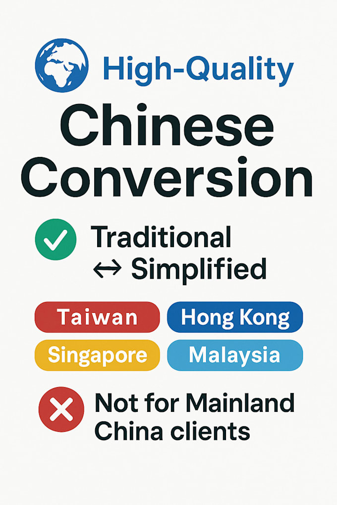Convert simplified chinese to traditional and vice versa by Mandarinwrite88 | Fiverr