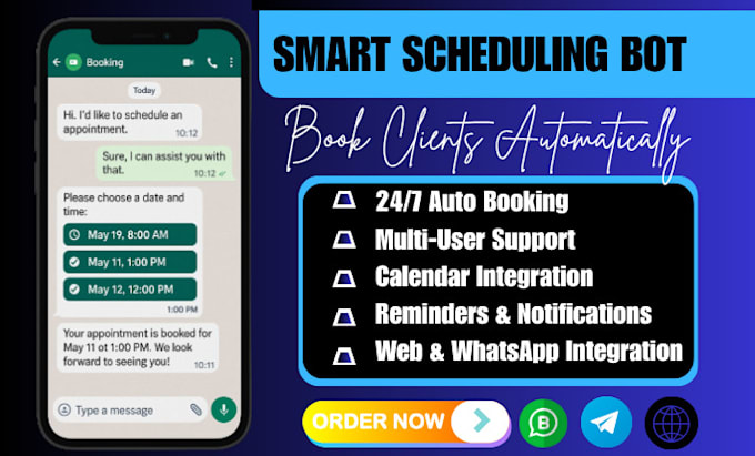 Develop scheduling booking bot appointment bot salon and clinic bot by Napoleonv4 | Fiverr