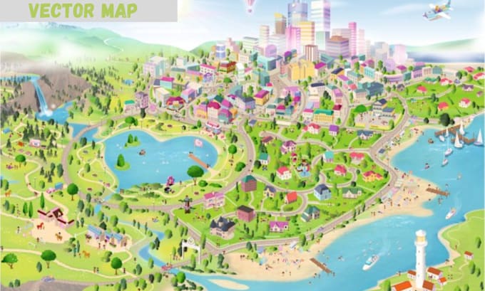 Create vector map design, isometric map, city map, map illustration by ...