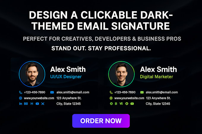 Design redesign animated signature for gmail apple outlook html email ...