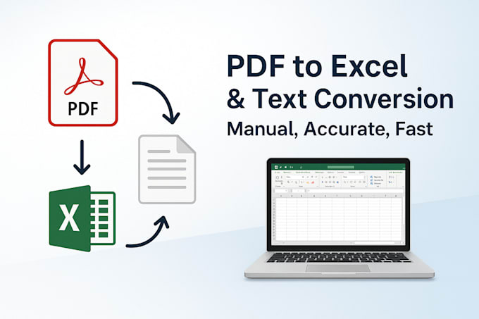 Do pdf to excel and text conversion manually with accuracy and speed by Tanzdatahub | Fiverr