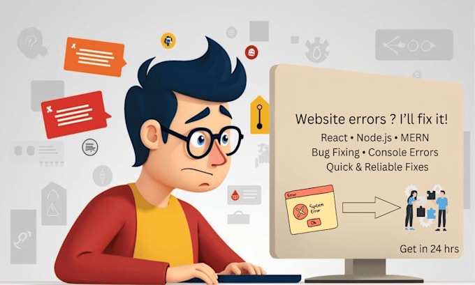 Fix bugs and errors in your react, node or mern website by Harsh_kalia | Fiverr
