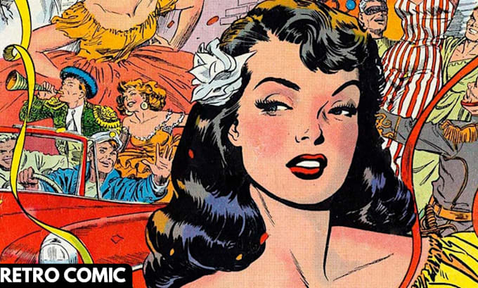 Draw retro comic page,vintage poster illustration,hand drawn, pop art ...