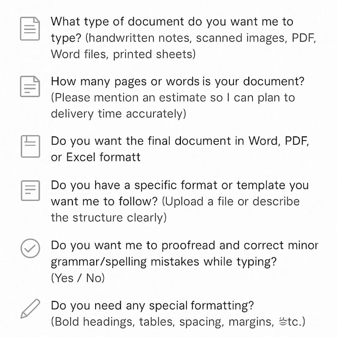 Type and format your documents into word, pdf, with 100 percent accuracy by Priyomyadav | Fiverr