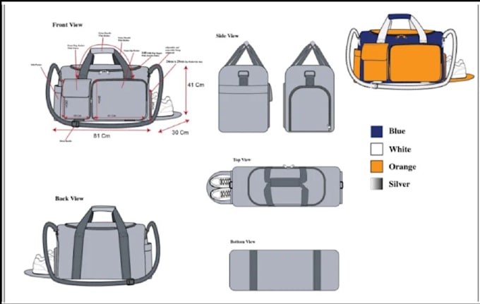 Design bag tech pack, tote bag, flat sketch, bags, handbag design, tech ...