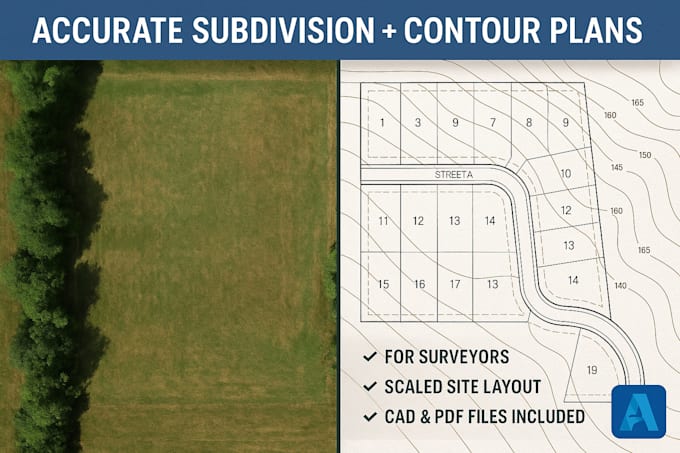 Design land survey subdivision plan and elevation contours map by ...