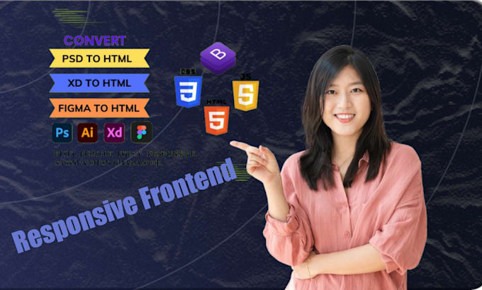 Convert figma xd psd sketch png jpg to html css bootstrap jquery javascript php by Hilal_azam780 ...