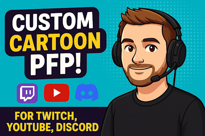 Dessinez un superbe dessin animé personnalisé pfp pour youtube, twitch ...