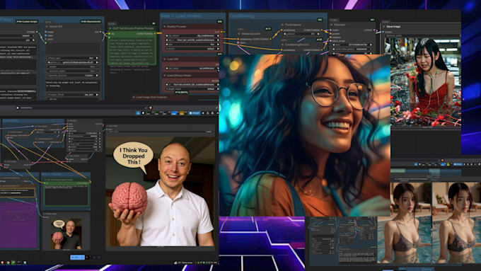 Do comfyui workflow using lora, controlnet, stable diffusion, and nsfw styles by Swift_tech820 ...