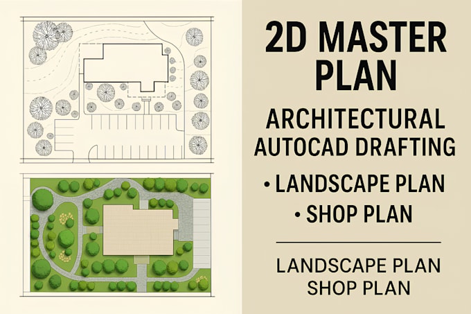 Do a 2d master plan architectural autocad drafting landscape plan for ...