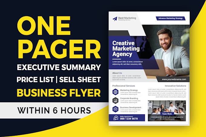 Design one pager executive summary price list business flyer sell sheet ...