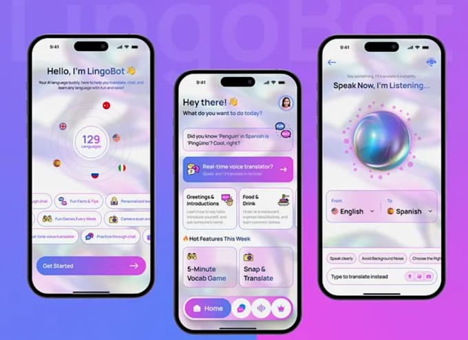 Create ai voice translator app, text translator app, ai language ...