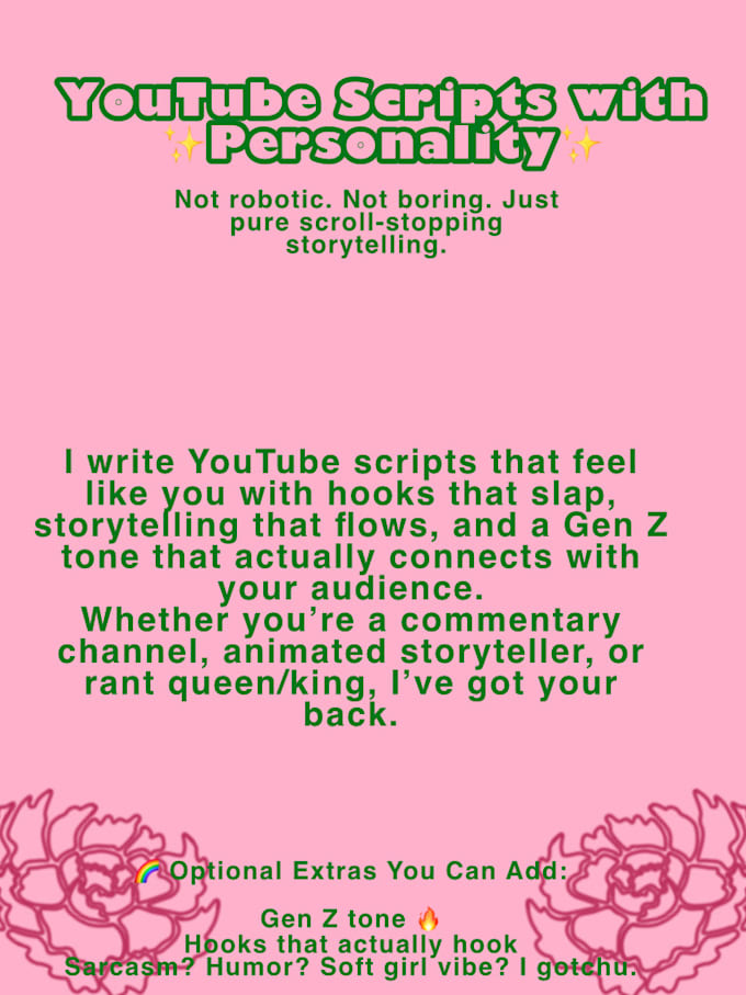 Write youtube script with gen z spice by Qalam_kaar | Fiverr