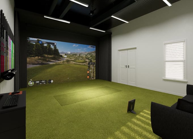 3d virtual golf simulator,putting green,indoor golf design,tennis court, lounge by Hammodih | Fiverr