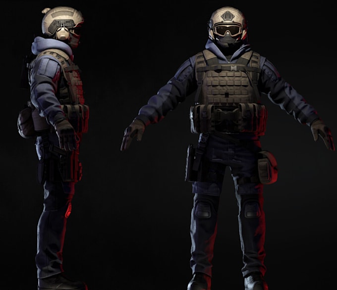 Develop 3d soldier character,real time 3d creature,weapon model,blender ...