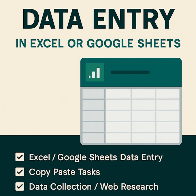 Do fast and accurate data entry in excel or google sheets by Adrianuskris | Fiverr