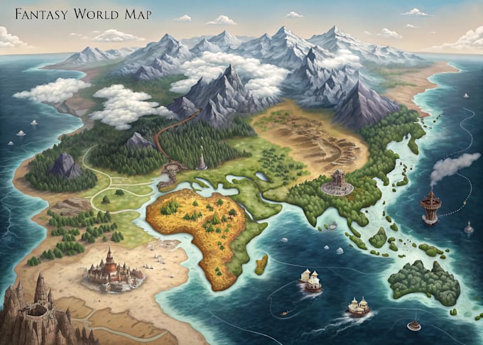 Illustrate a breathtaking fantasy world map for your story by Gesmyaran ...