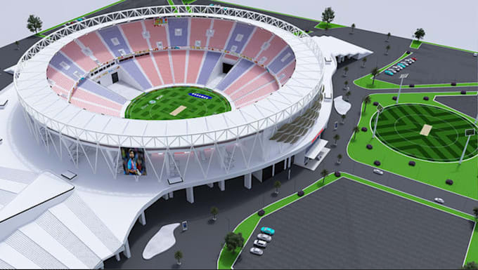 Make realistic 3d stadium animation, field render, 3d sport arena, mini ...