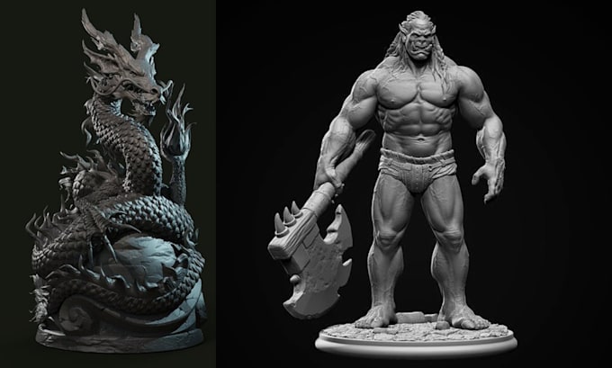 Sculpt 3d dnd wizard character, barbarian miniature, for 3d printing by ...
