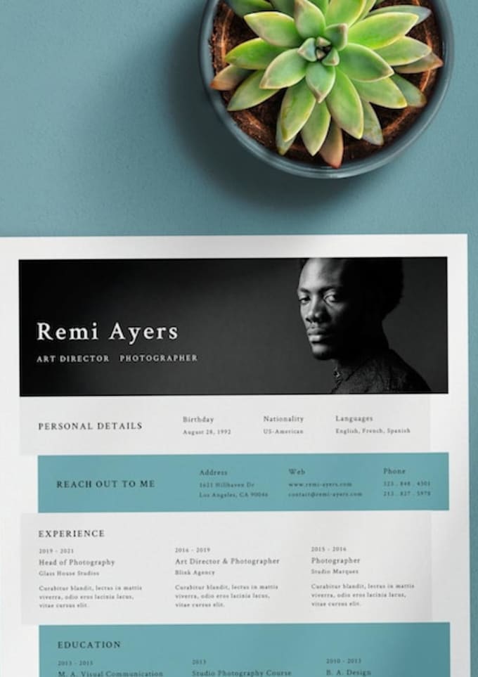 Design a professional resume or cv using canva by Adna_nn | Fiverr