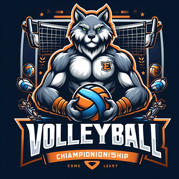 Design esport mascot animal championship volleyball logo t shirt design ...
