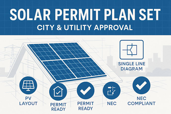 Provide solar panel plan set and drawings for city permit and utility ...