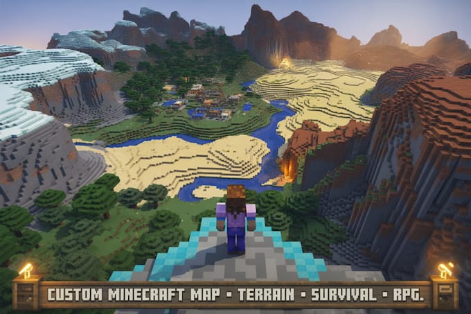 Build custom long minecraft world, landscape, terrain map, survival map ...