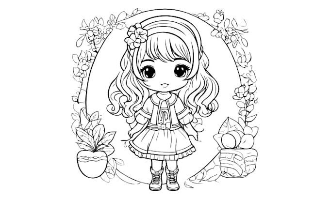 Draw cute cartoon outline coloring pages for kids learning by Fk_design ...