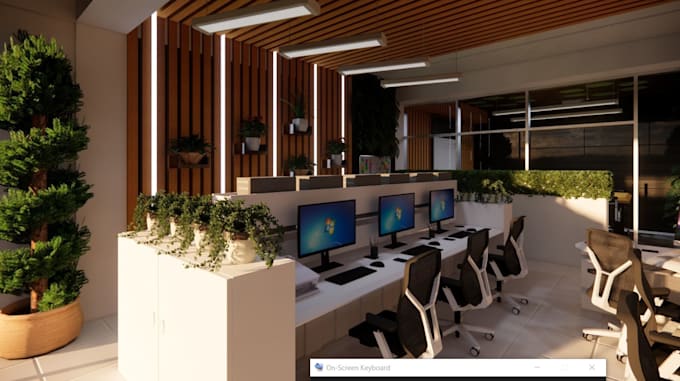 Revit office interior design, workspace, office room design, office ...