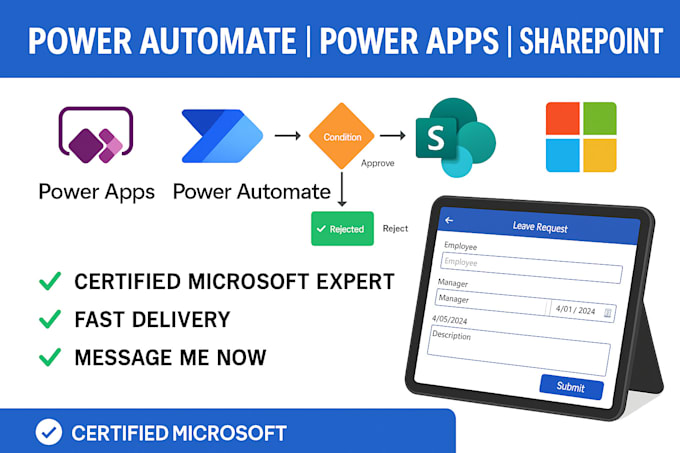 Design microsoft power automate flow, power app, sharepoint office 365 ...