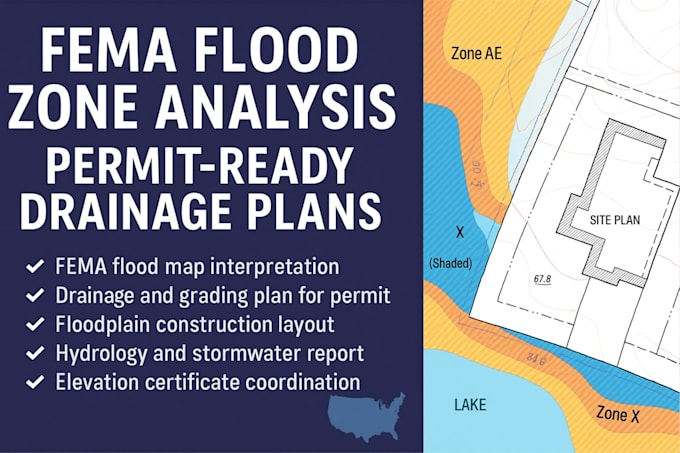 Analyze fema flood zone impact and design permit ready drainage plans ...