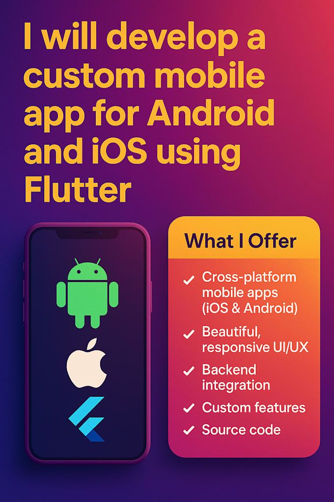 Develop a custom mobile app for android and ios using flutter by Hammad9919 | Fiverr
