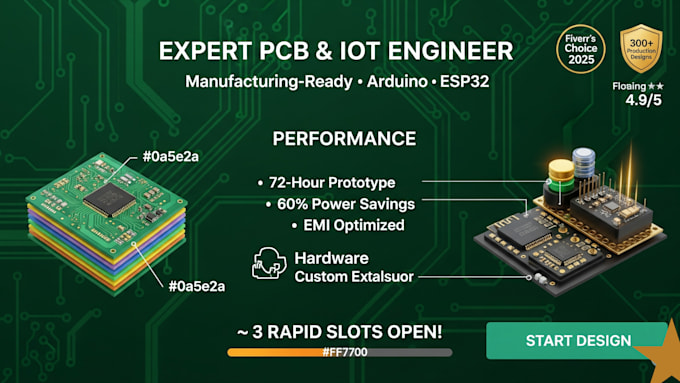 Design manufacturable pcb, develop iot systems, program arduino esp32 microcontr by ...