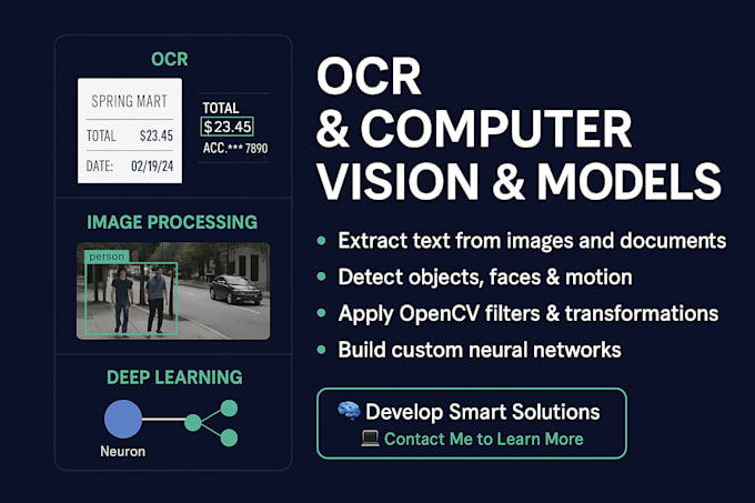 Do ocr, computer vision , opencv image processing, deep learning and ai models by Zhunday_dev2 ...
