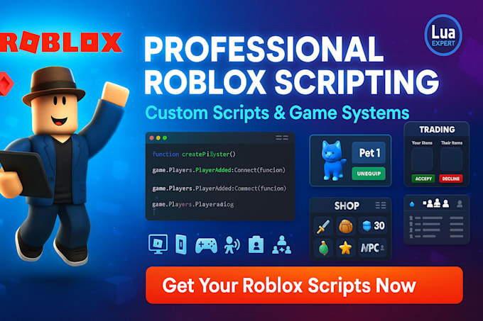 Create professional roblox scripts and game systems for your project by Shayaaniqbal | Fiverr