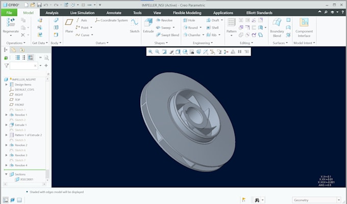 Make a 3d modelling and 2d drafting on creo parametric by Dolphraft ...