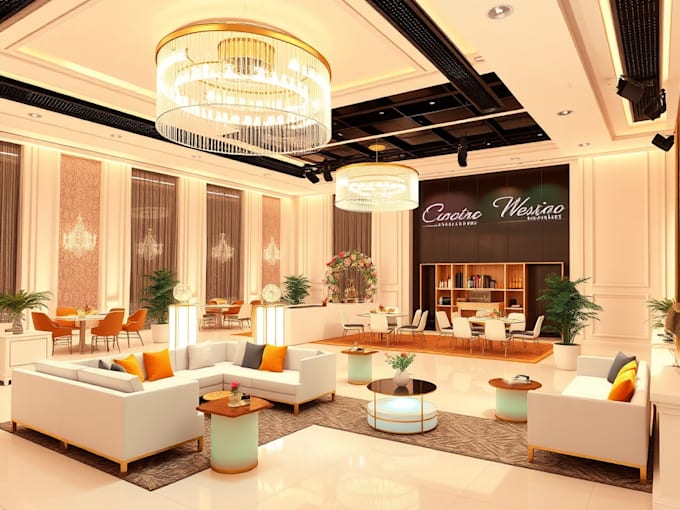 3d interior design lounge bar, night club, stage design, event design ...