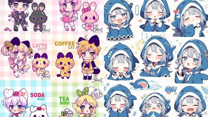 Draw a cute kawaii chibi character design for your oc, pfp, fanart, and ...