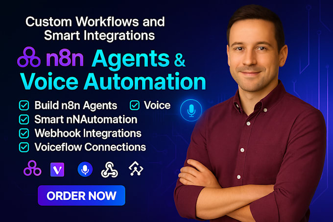 Build n8n ai agent, ai voice assistant, n8n ai automation, webhook, voiceflow by Horlha_dev | Fiverr