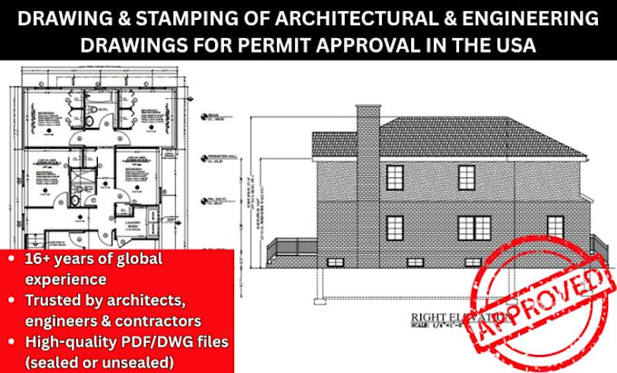 Draw, stamp architectural engineering drawings for permit approval in ...