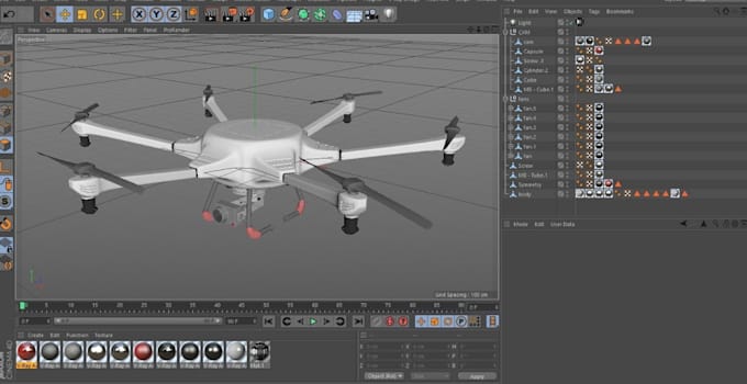 Design 3d model hexacopter, octocopter, fpv, uav drone, 3d aircraft ...