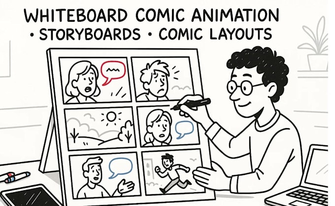 Create whiteboard comic style animation comic storyboard animation ...
