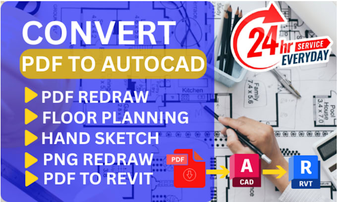Convert image, pdf, blueprint, permit drawing to dwg,revit,cad by Najeebullah2114 | Fiverr