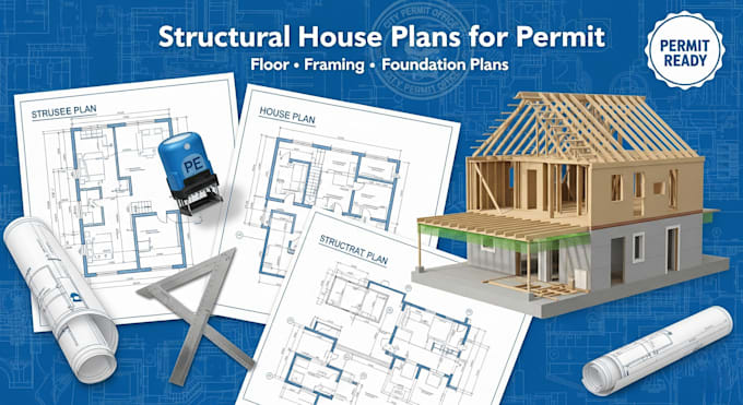 Draw structural house plan for city permit, floor, framing, foundation ...
