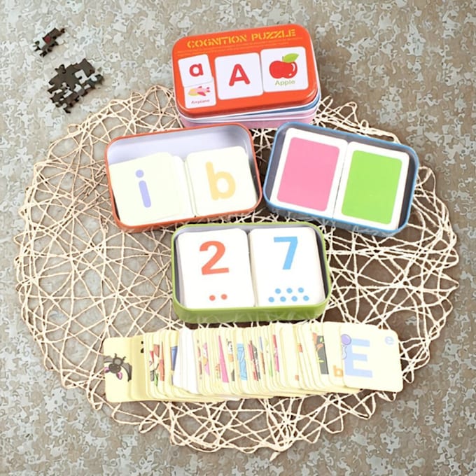 Design kids educational flash cards, match cards, and card game mockups ...