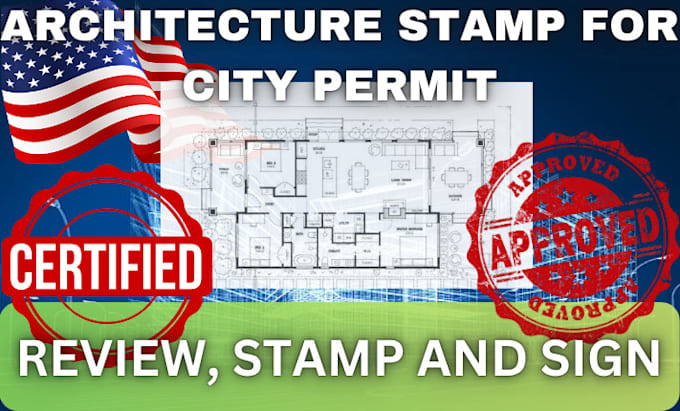 Do architectural stamp, pe stamp, mep stamp, sign and seal for usa city ...