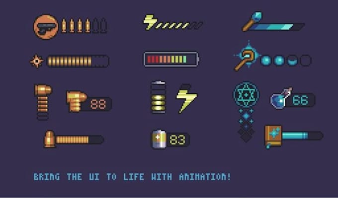 Create pixel art ui, hud, pixel gui, nft, and background for your game by Prechy_odibo | Fiverr