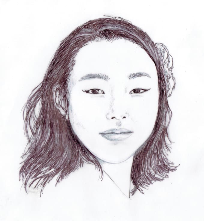 Illustrate in ink a detailed line drawing of a face by Ionoto | Fiverr