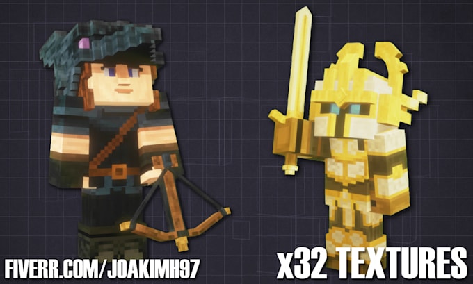 Create minecraft armor textures, head and weapon 3d model by Joakimh97 ...