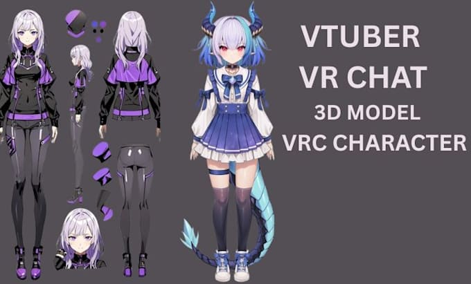 Create a custom high quality 3d vtuber model for vtube studio or vr chat by Anabellarenders | Fiverr